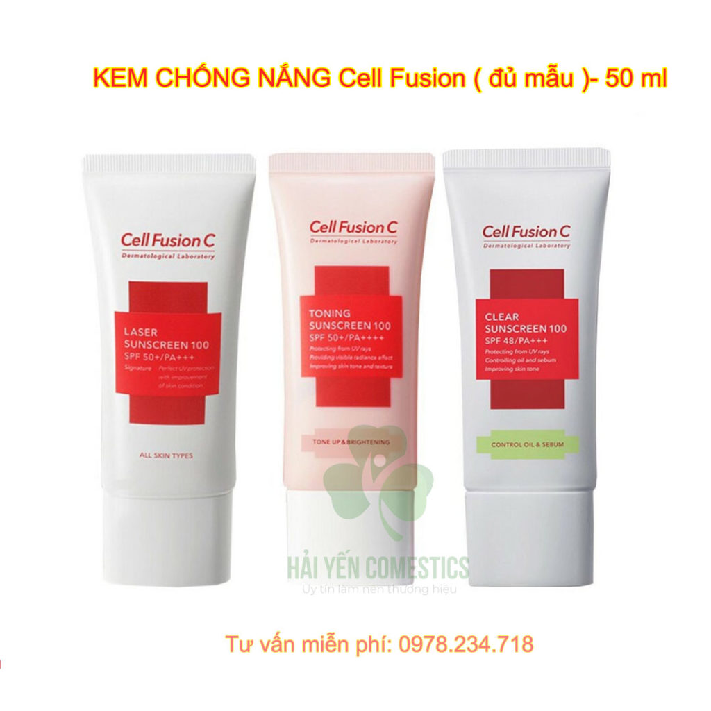 KEM CHỐNG NẮNG Cell Fusion C HỒNG, ĐỎ, XANH - 50 ml