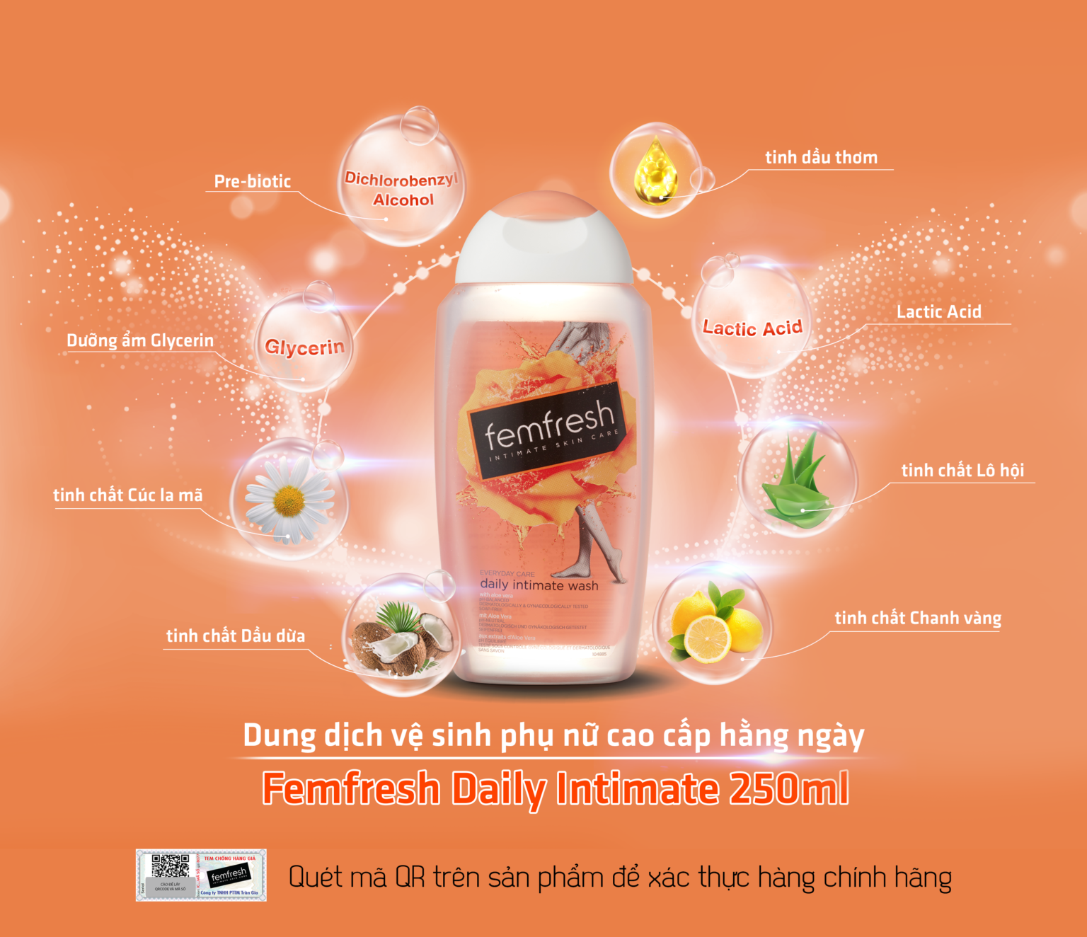 DDVS femfresh daily wash dung dịch femfresh màu cam - 250 ml